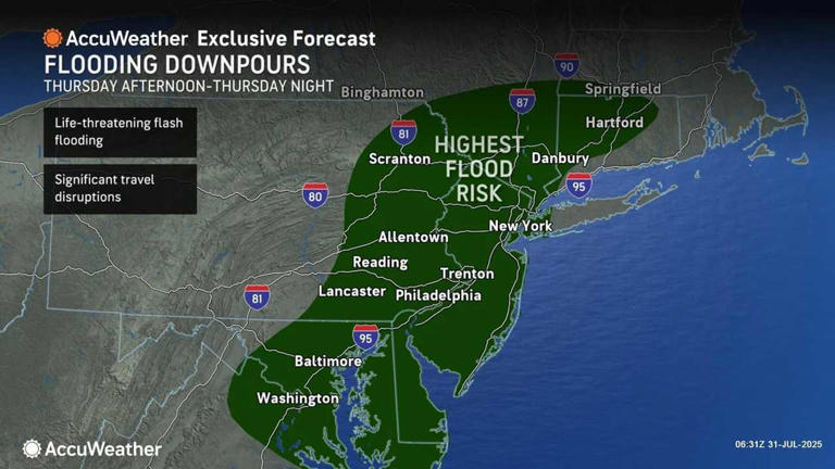 Flash Flood Risk Rises Across Northeast Corridor With More Heavy Rain ...