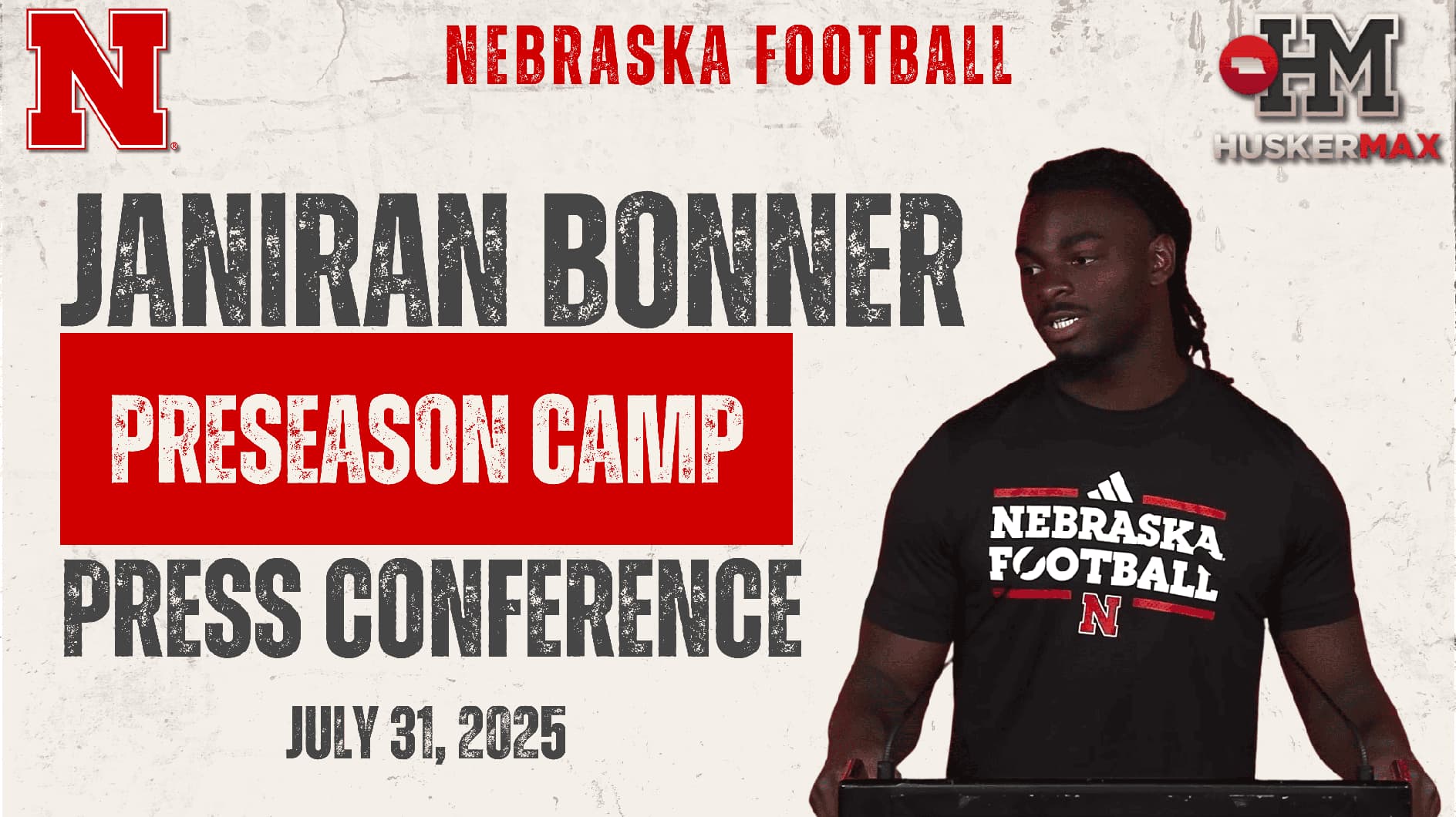 Nebraska Football Wide Receiver Janiran Bonner - Preseason Camp July 31 ...