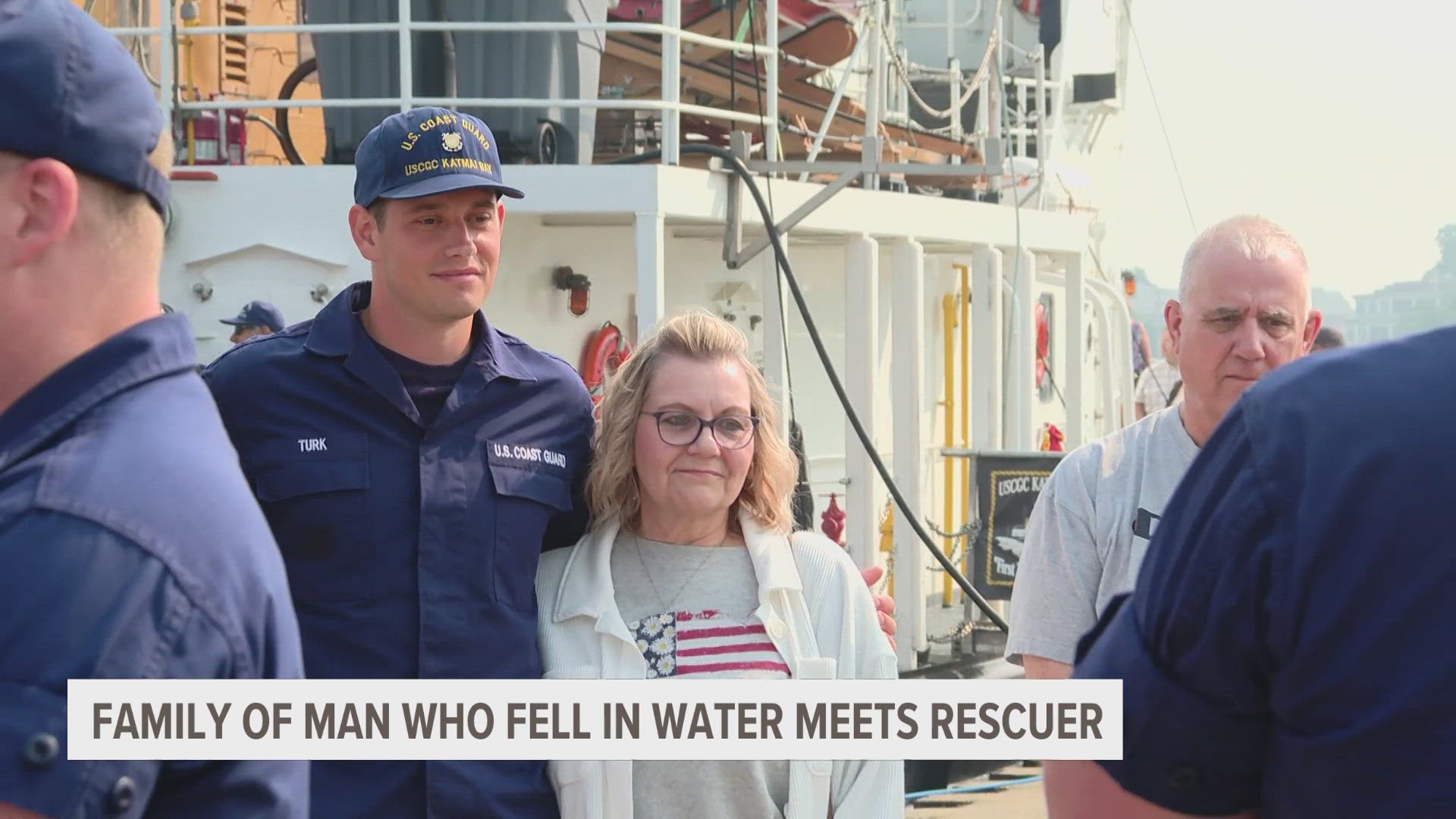 Coast Guard Seaman meets family of 97-year-old he rescued