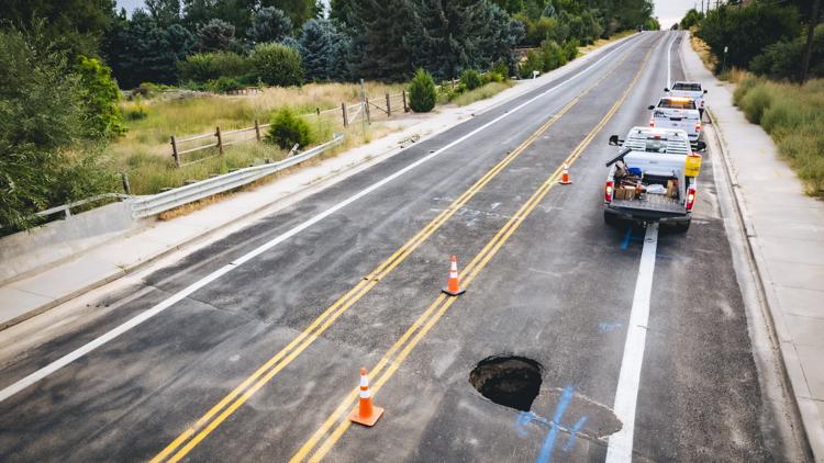 Section of Floating Feather Road in Eagle closed due to sinkhole