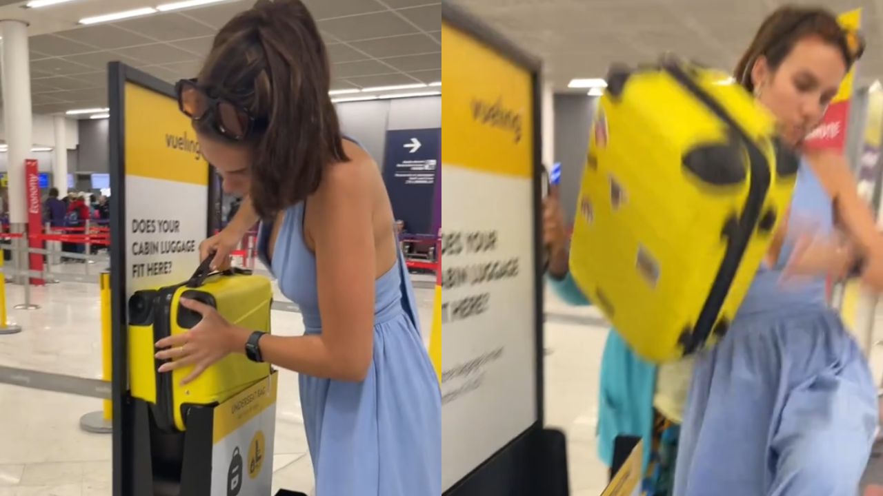 Passageira viraliza após tentar a todo custo fazer sua mala caber ...