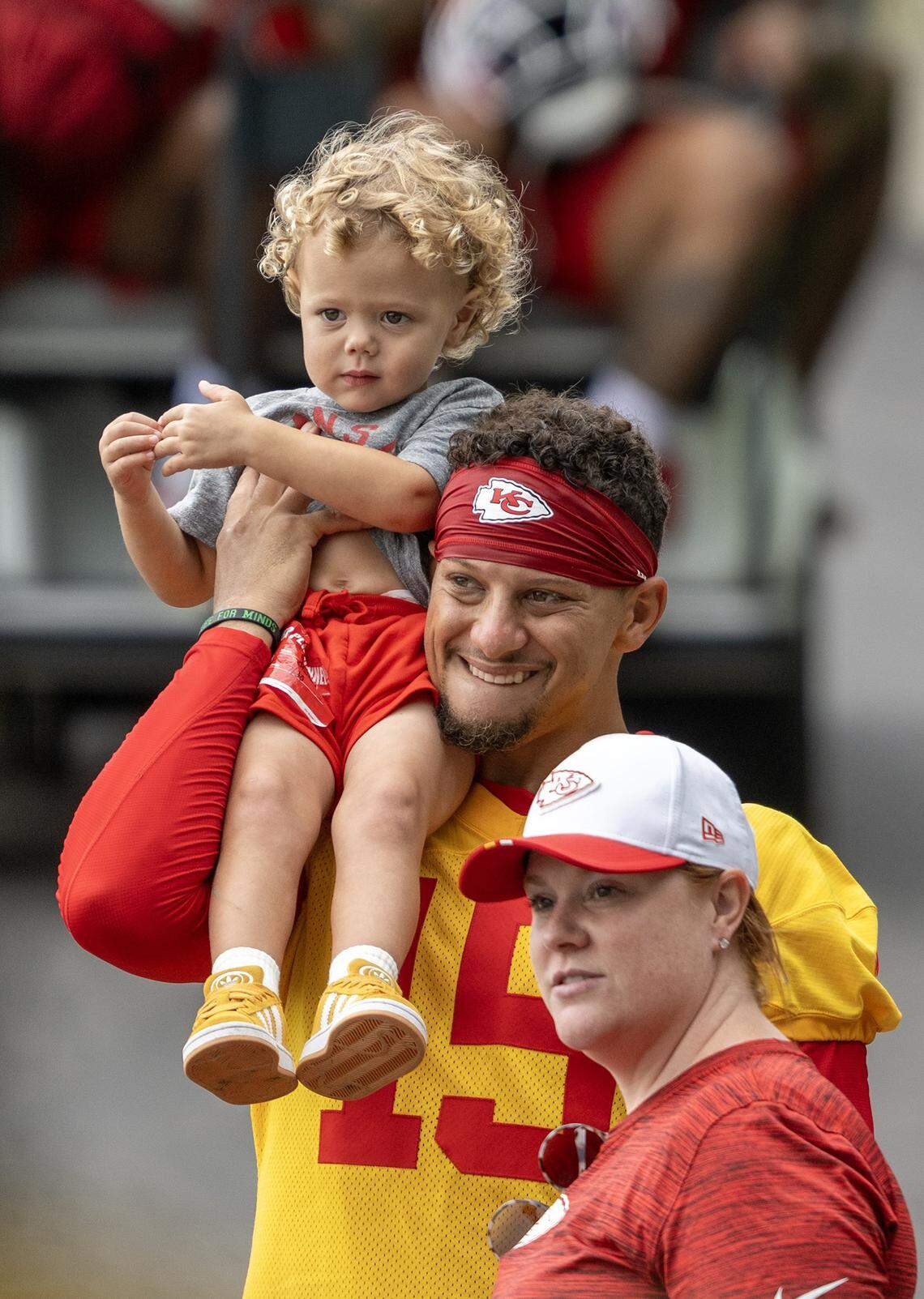 Patrick Mahomes' kids visited him at Chiefs training camp. See the photos