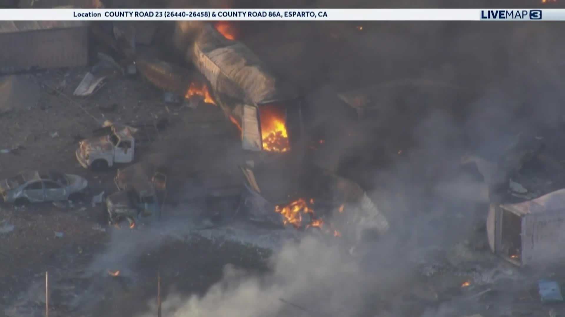 Full aerial coverage: LiveCopter 3's view of the Esparto fireworks ...