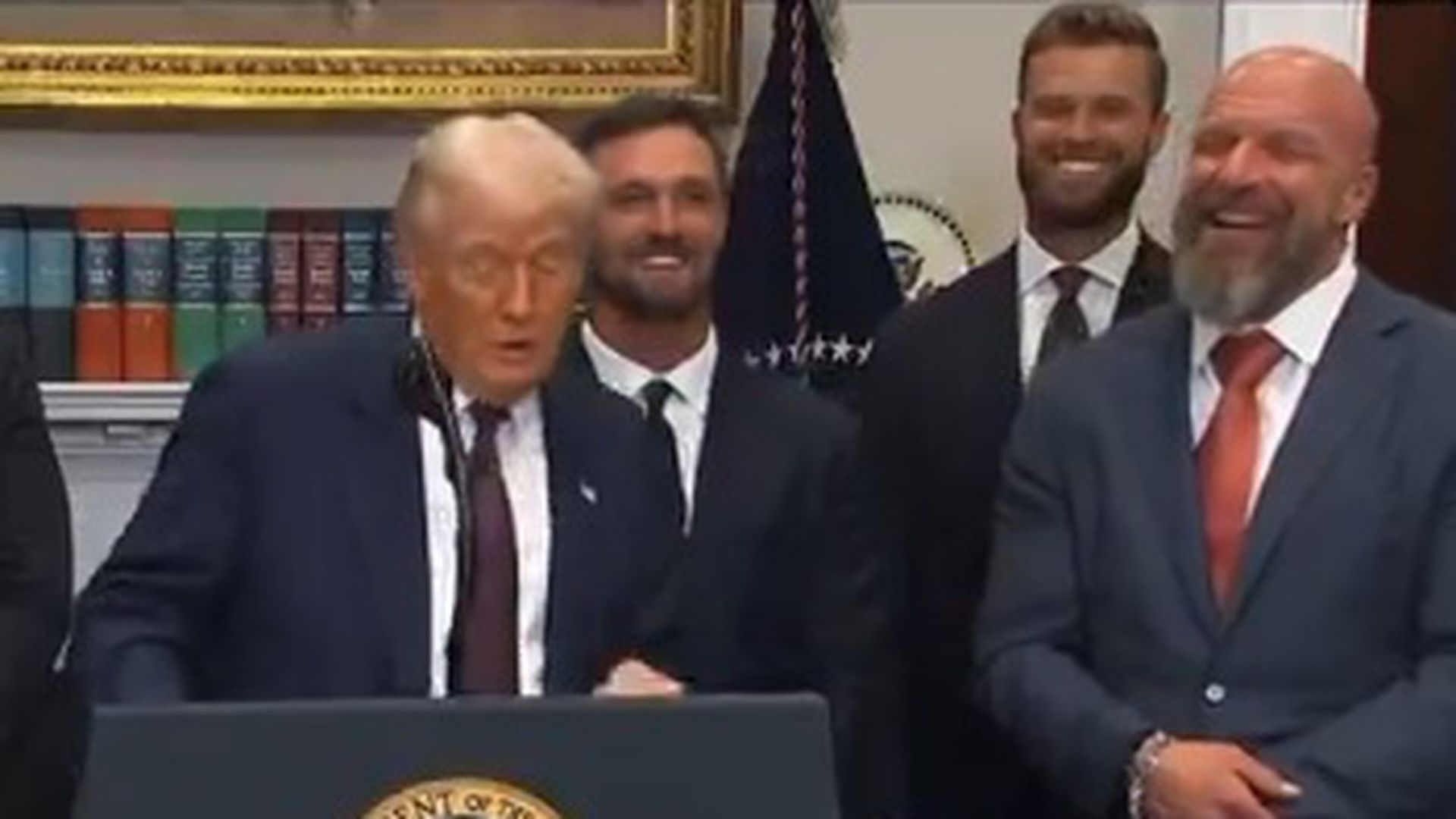 President Trump introduces longtime friend Triple H at White House ...