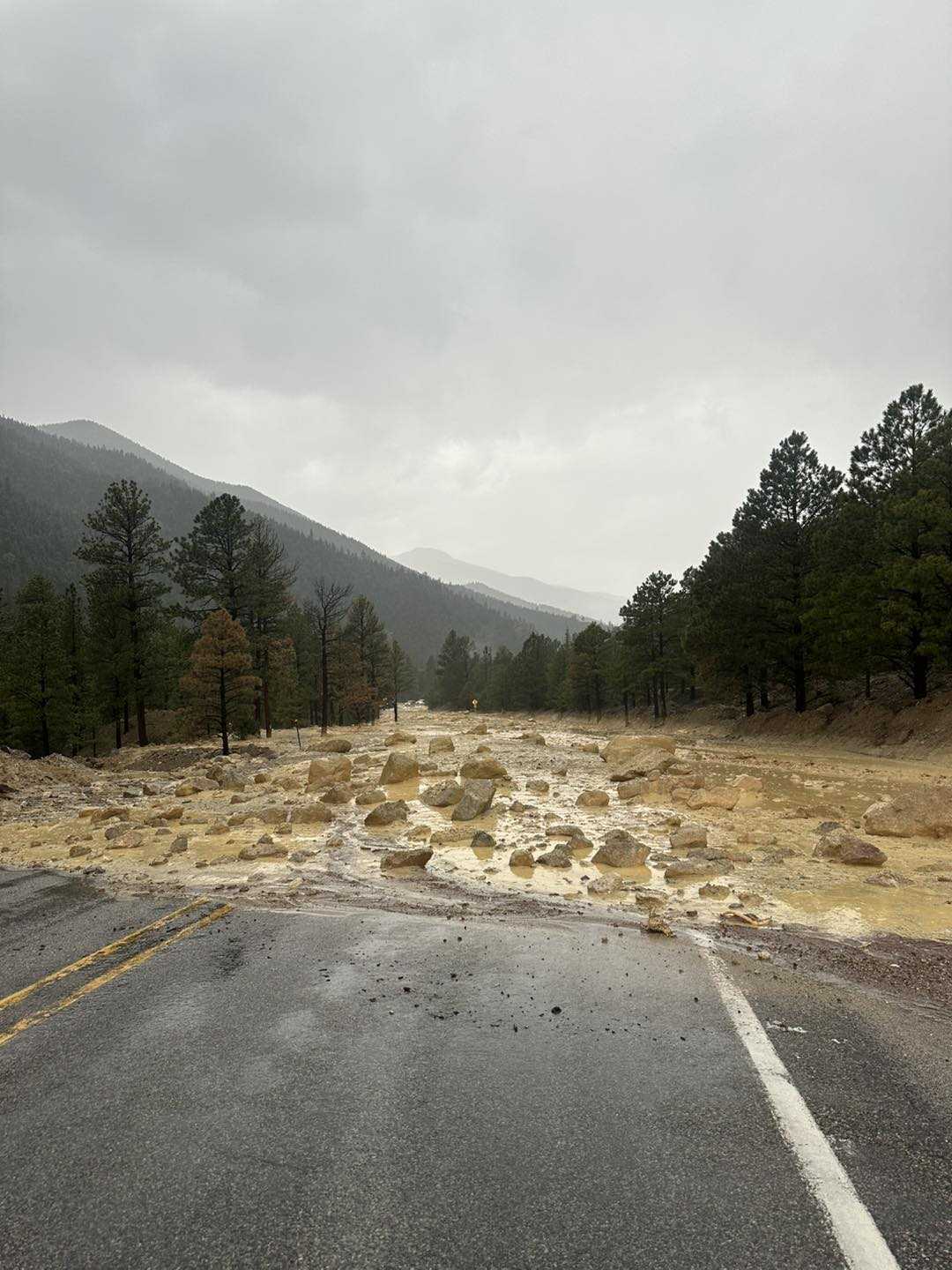 Mudslide hits Highway 38 near Red River
