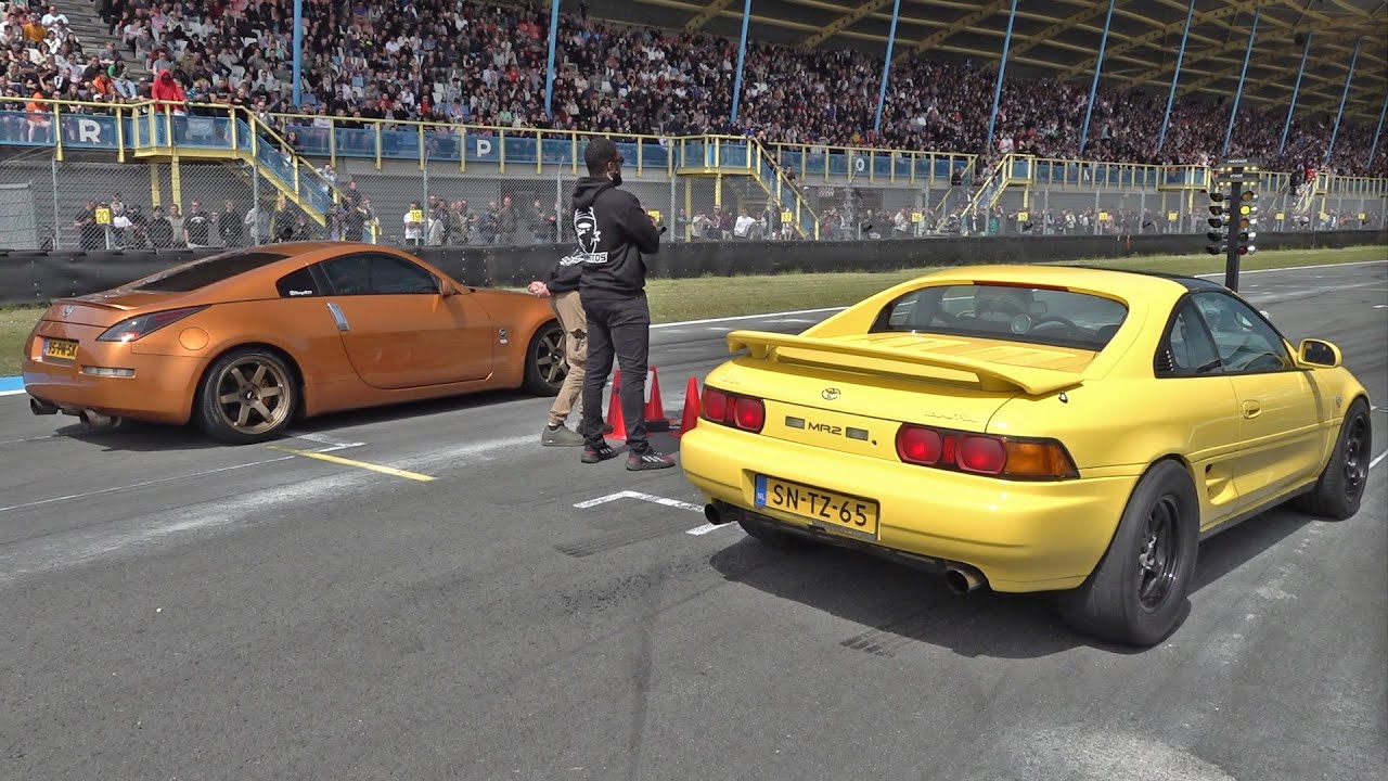 650HP Toyota MR2 K20 Turbo – Drag Racing vs Nissan GT-R R35 and 350Z