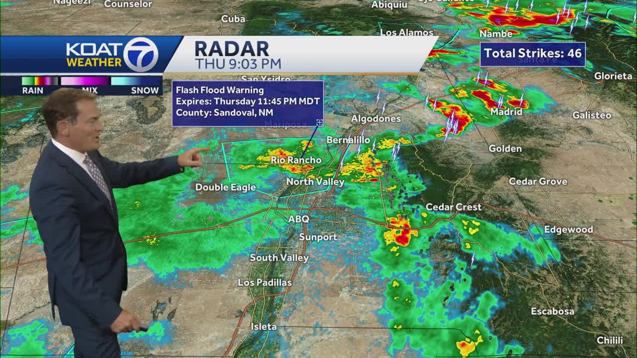 Flash flood warning in Bernalillo County and Rio Rancho
