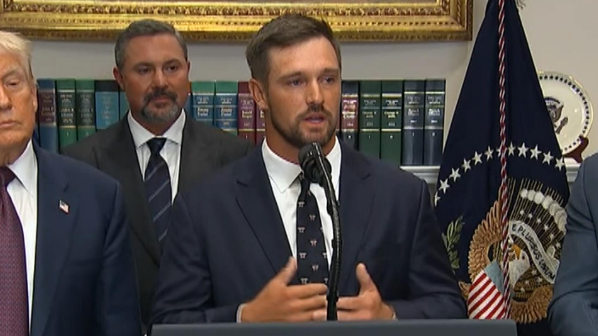 Bryson DeChambeau speaks during Trump executive order to revive ...
