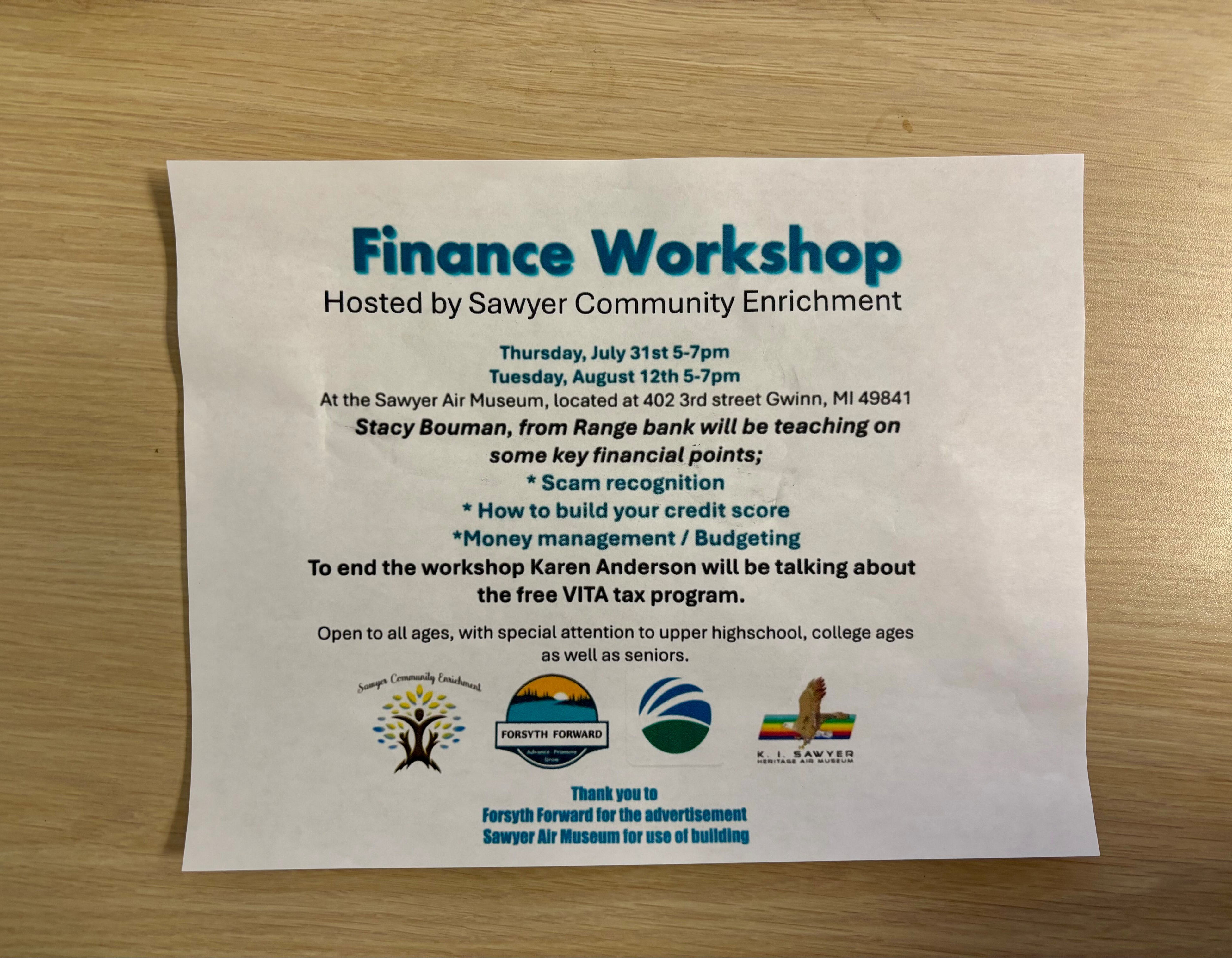 Sawyer Community Enrichment hosts finance workshop