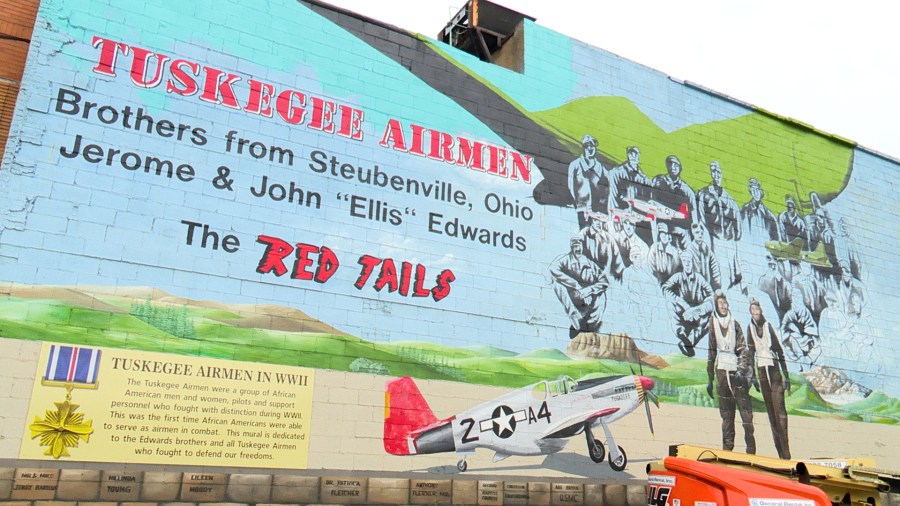 Steubenville’s historic Tuskegee Airmen mural undergoing restoration by internationally known artist