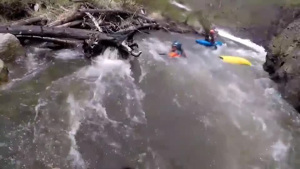 Guy's Kayak Breaks in Half in Rapids