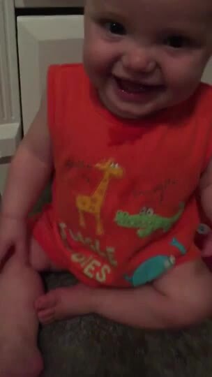 Baby Laughs When Dad Makes Funny Noise