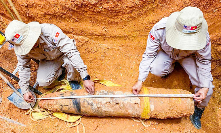 Massive 227 kg bomb unearthed during Vietnam airport construction