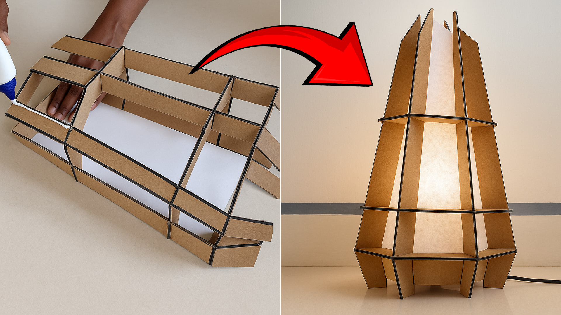 DIY Obelisk Lamp van Karton - Beste Hergebruik Idee voor Verlichting
