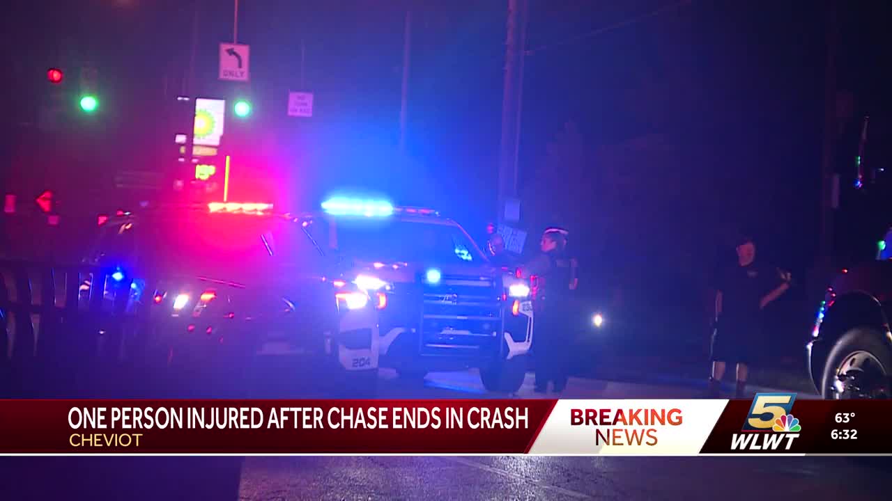 1 injured after chase ends in crash in Cheviot