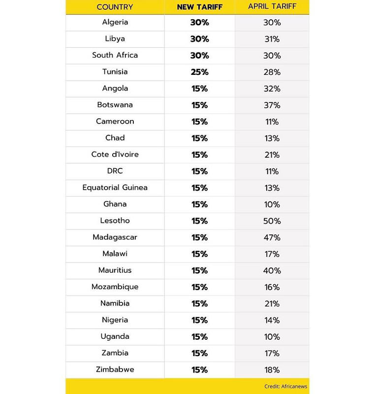 LIST: Trump puts new tariffs on 20 African nations