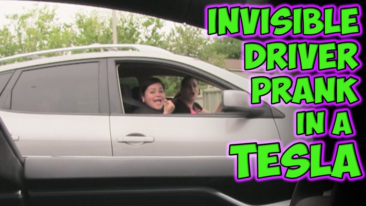 Invisible driver prank in a Tesla