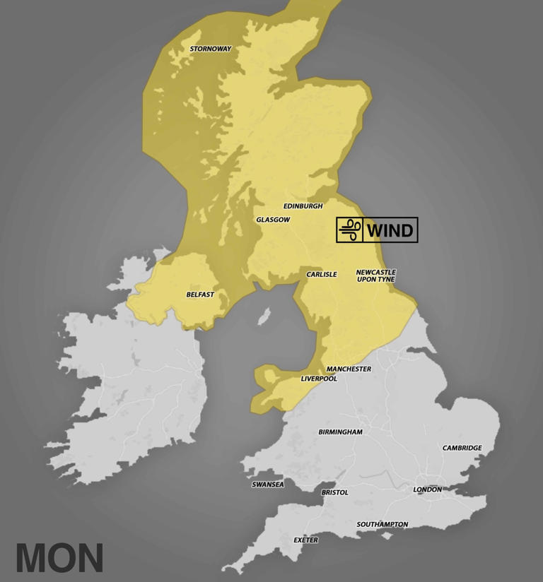 Map shows where Storm Floris will hit the UK