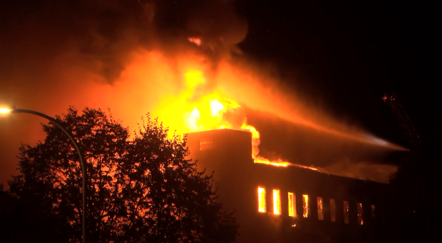 WATCH: Burning Tent City building collapse caught on video