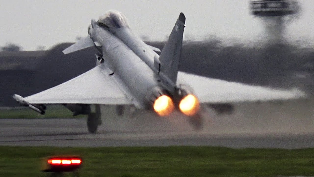 RAF Typhoon Performance Climb Takeoffs at RAF Coningsby