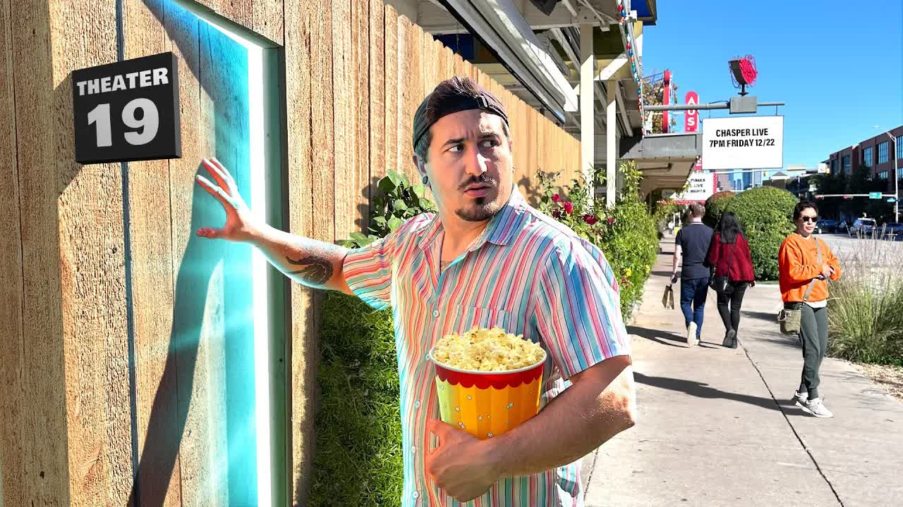 Jake Carlini: builds secret movie theater in public park! diy project