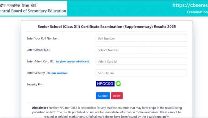 CBSE Class 12 Compartment Result 2025 Released At cbseresults.nic.in ...