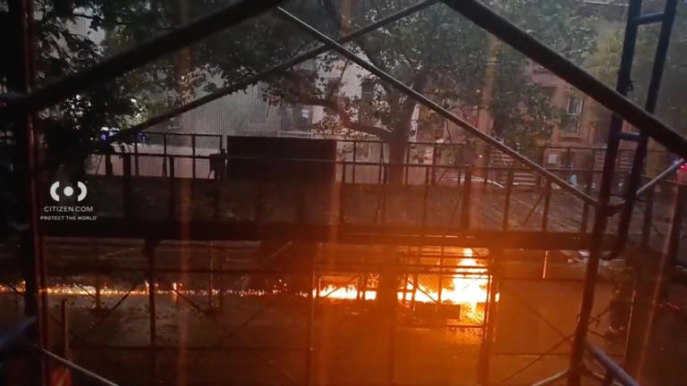 Wild video shows fire shoot up through NYC manhole, sending pedestrians ...