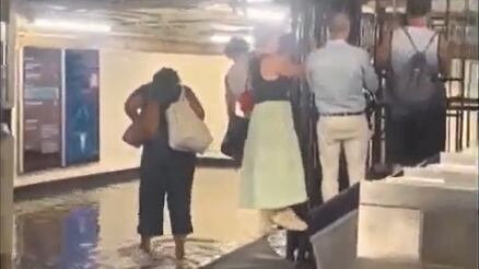 Desperate Commuters Cling to Gates as Heavy Rain Floods NYC Subway
