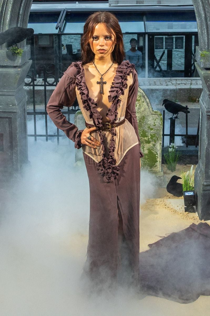 Jenna Ortega channels gothic siren at Wednesday's Beach Club in Paris