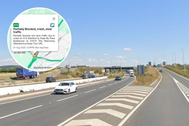 Crash at Stanford-le-Hope Bypass causing severe delays on A13