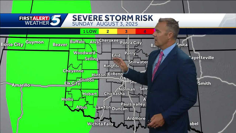 TIMELINE: Severe storm risk returns to parts of Oklahoma on Sunday