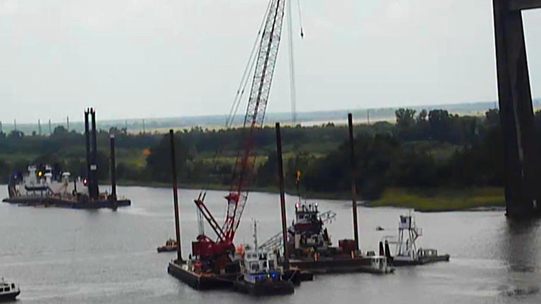 Talmadge Bridge struck by crane from Savannah River