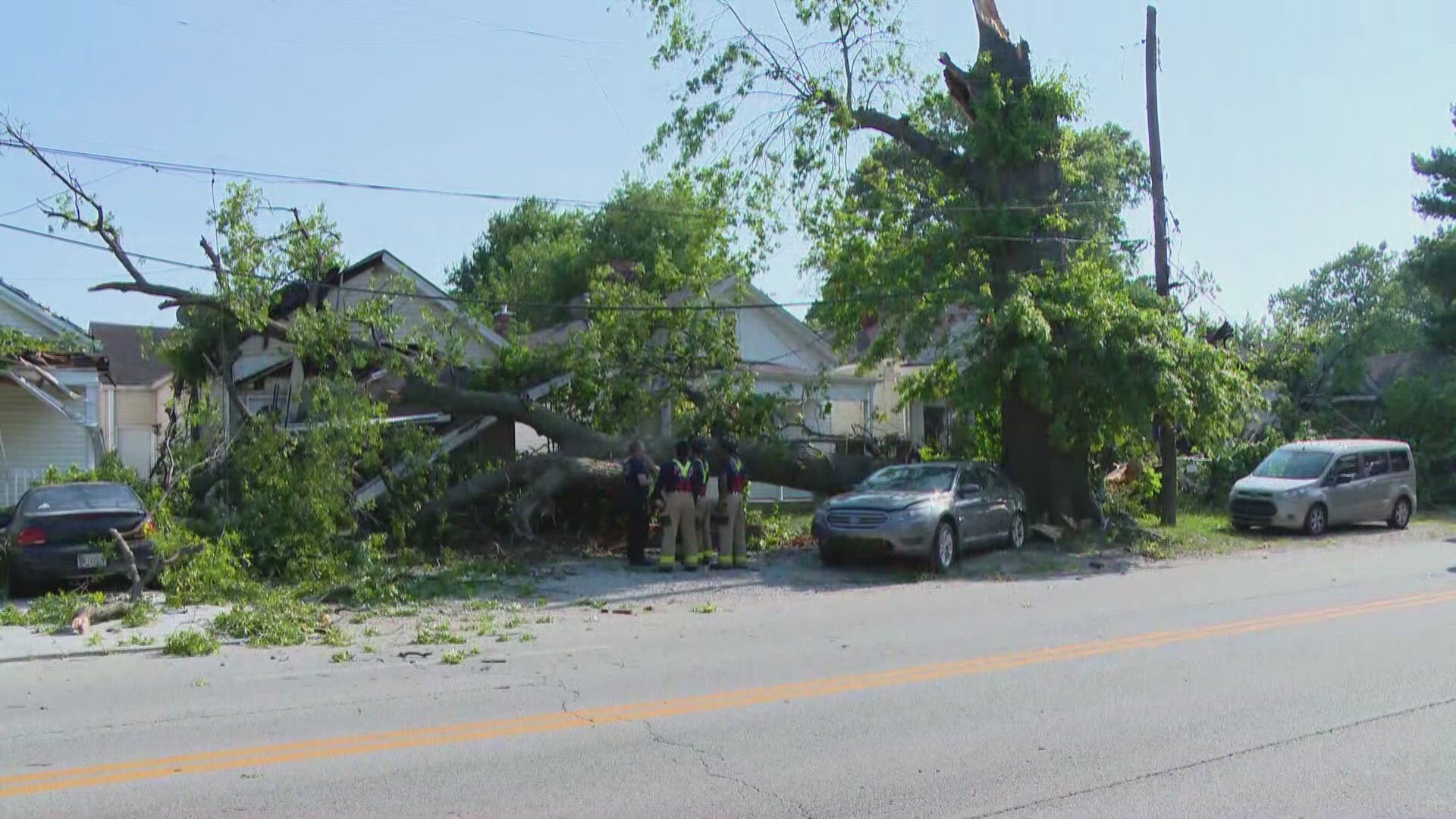 Massive tree falls on several homes near Church Downs