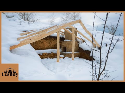 Winter Survival: Building a Dugout Alone with Primitive Techniques