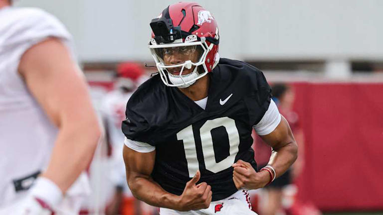 Razorbacks' Green wears weird camera at practice, but will Pittman?