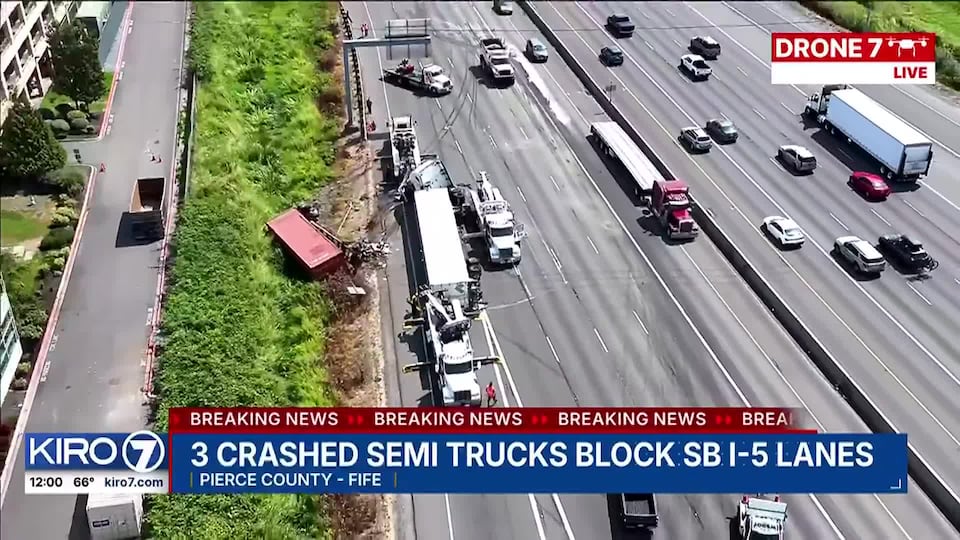 VIDEO: Crashed semi-trucks in Fife