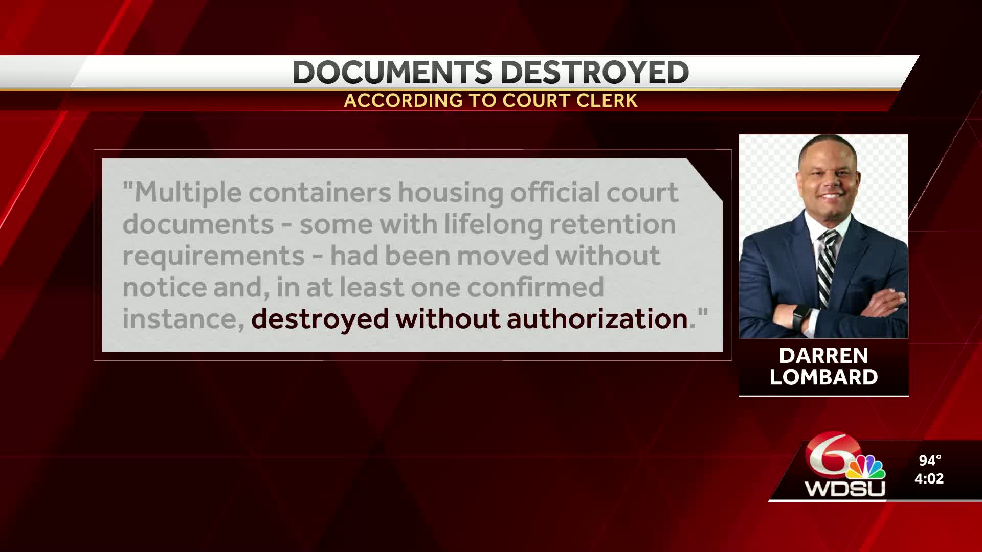 Public records documents destroyed, according to Court Clerk