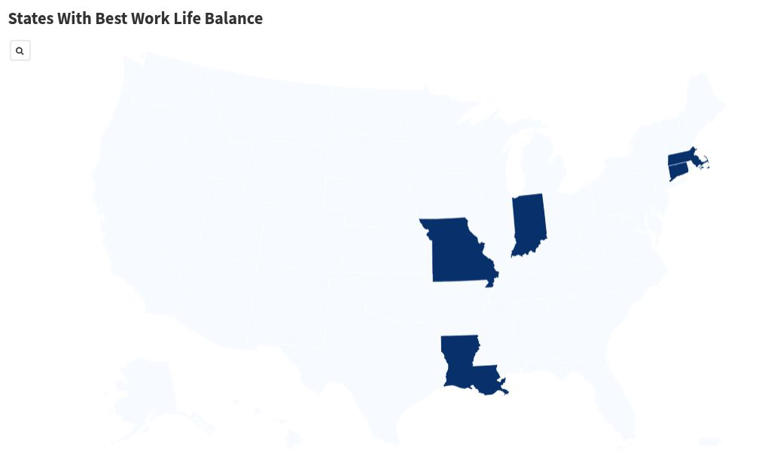 Map shows states with best work-life balance