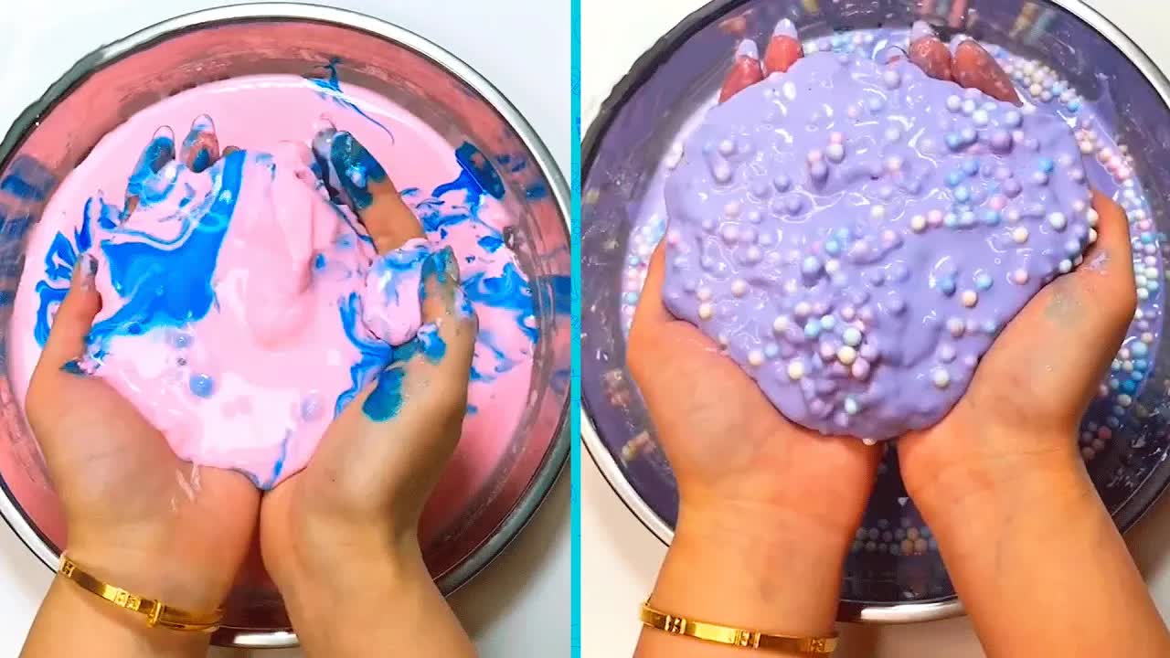 satisfying slime asmr: mixing colors, foam, and oobleck!
