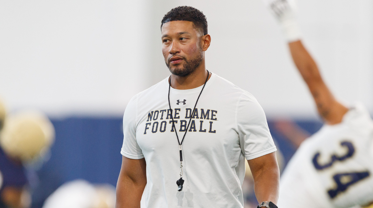 Marcus Freeman Addresses Talks Day One Of Notre Dame Fall Camp