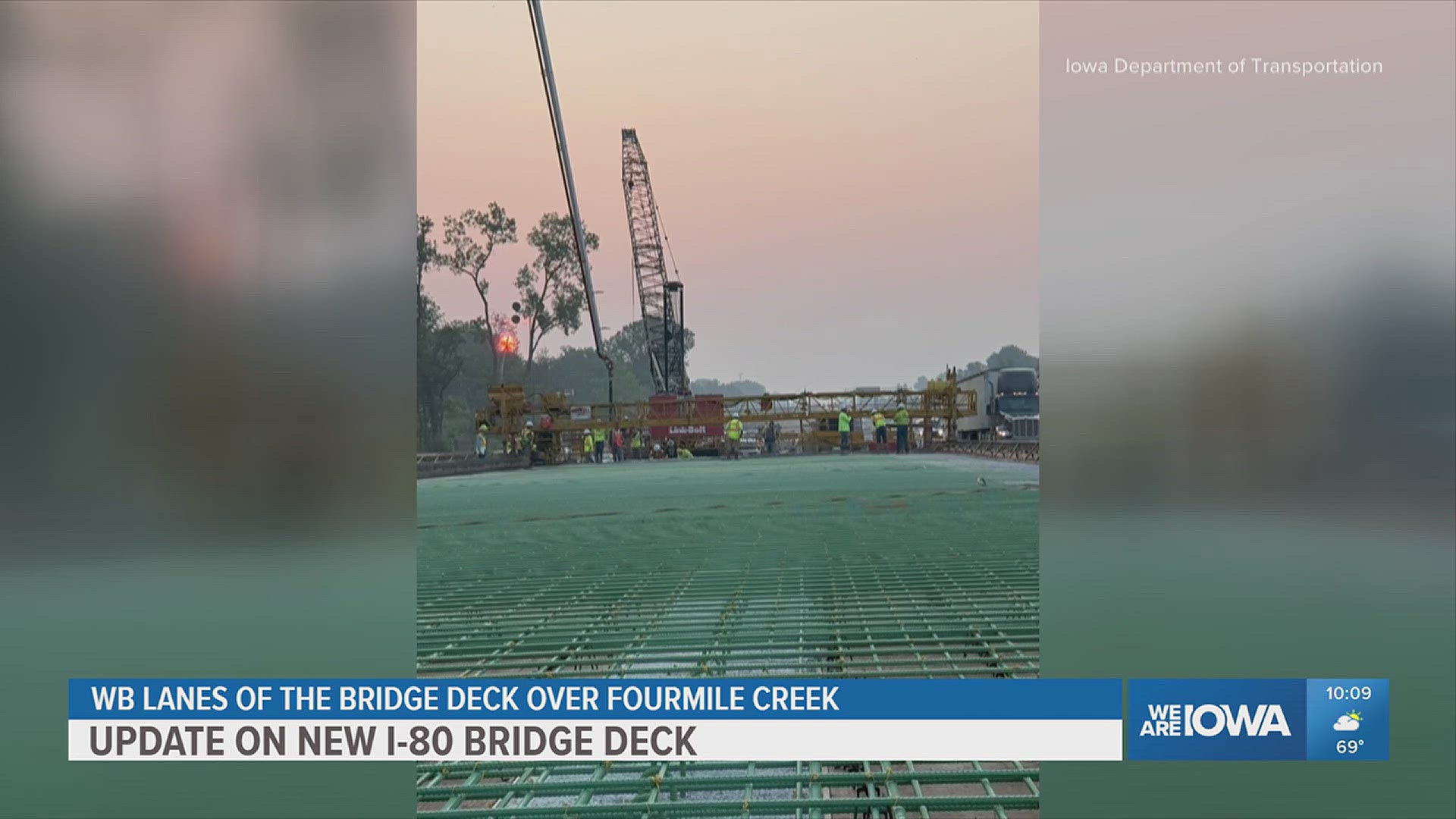 Iowa DOT crews working on new I-80 bridge over Fourmile Creek