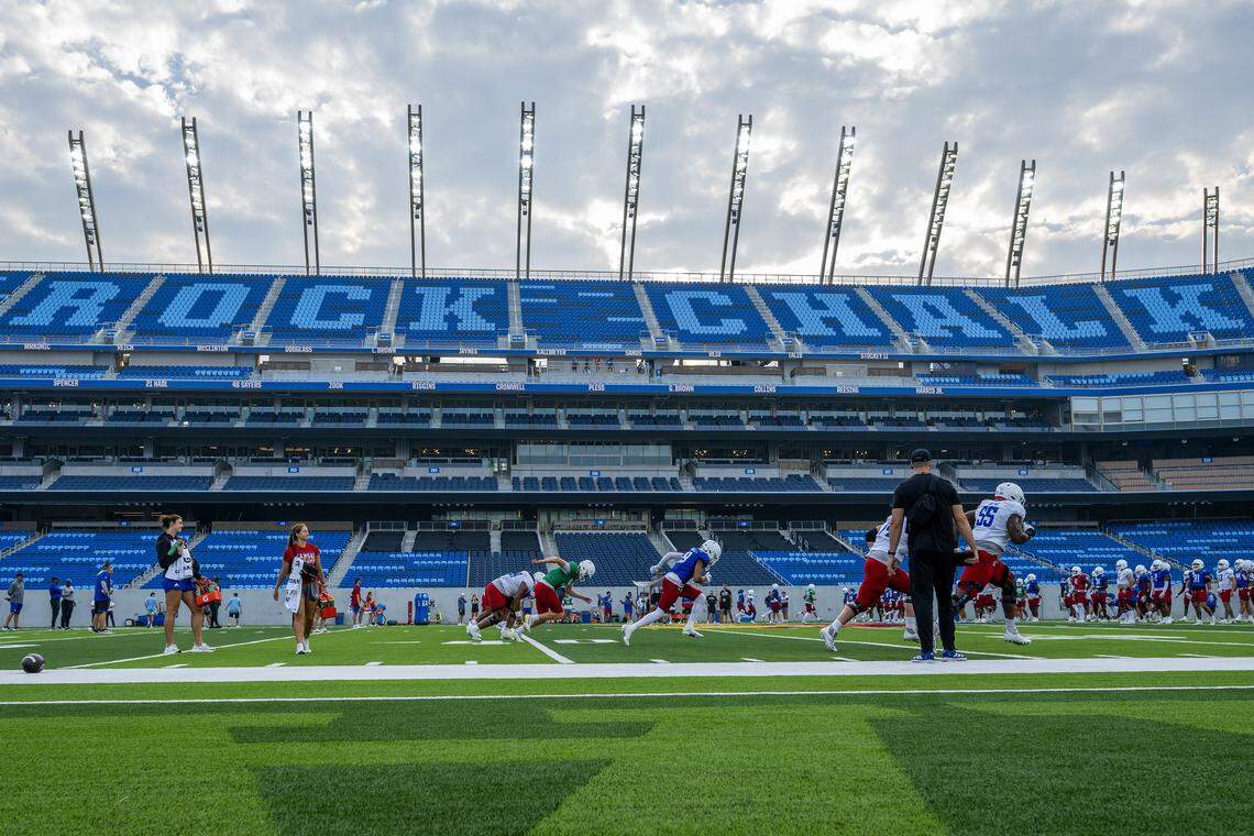 Deadline met: Kansas football team holds first practice in newly ...