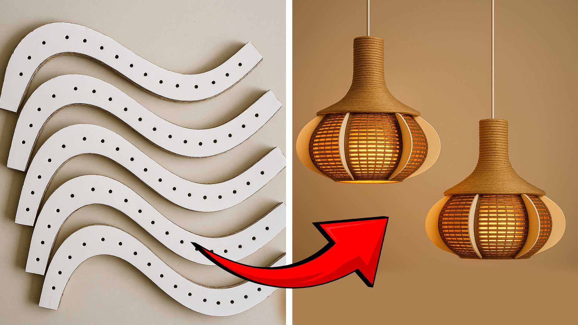 DIY Pendant Hanging Lamp - Cardboard Hanging Lamp for Home Decor