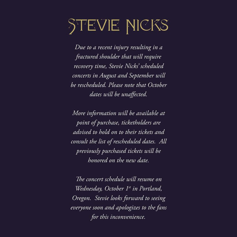 Stevie Nicks 'scares' fans with new health update