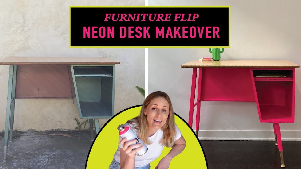 This neon desk makeover completely revived a vintage find