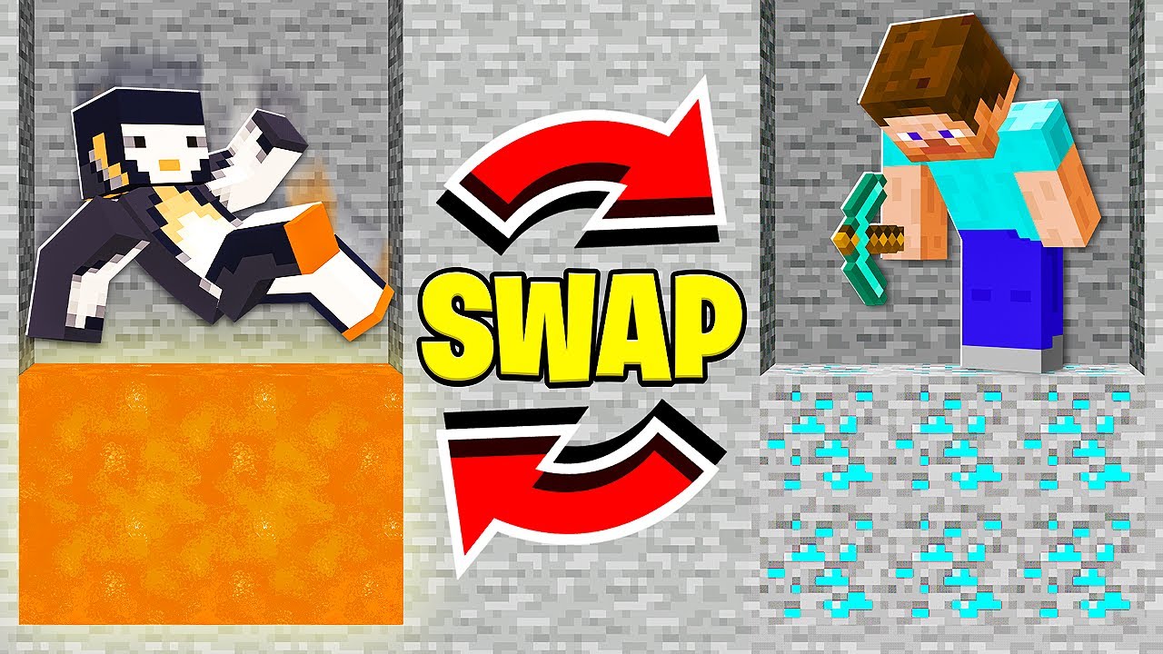 Minecraft but we swap places for chaos in survival