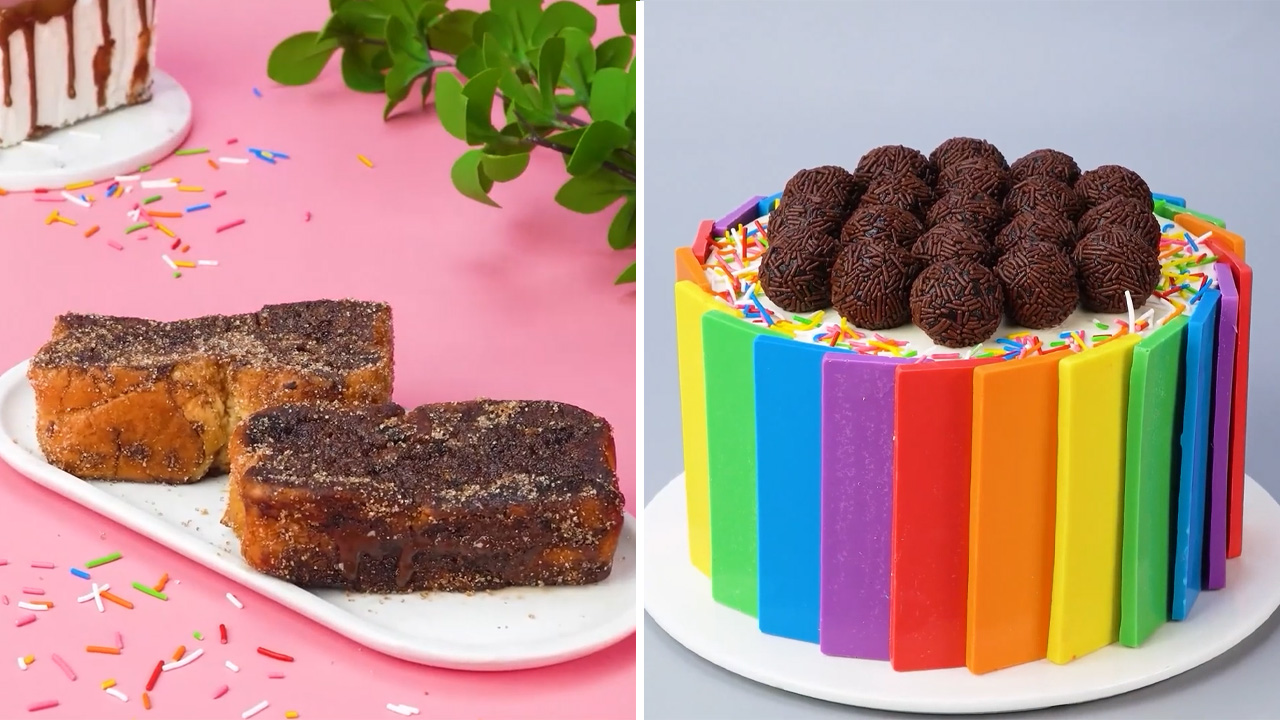 Cinnamon Toast Dessert and Rainbow Cake with Brigadeiro Topping – Cake ...