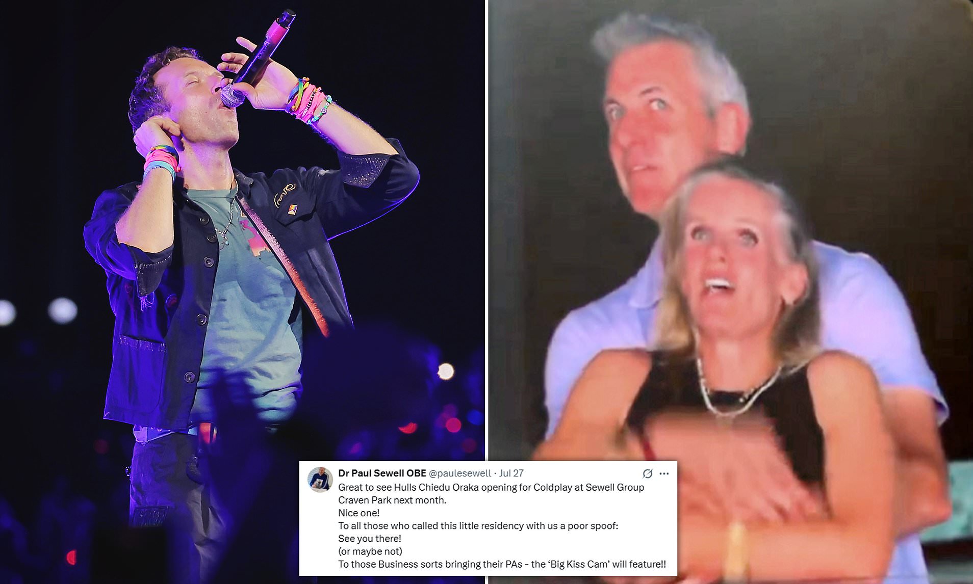 Careful who you take to Coldplay! Band's kiss-cam WILL be part of their ...