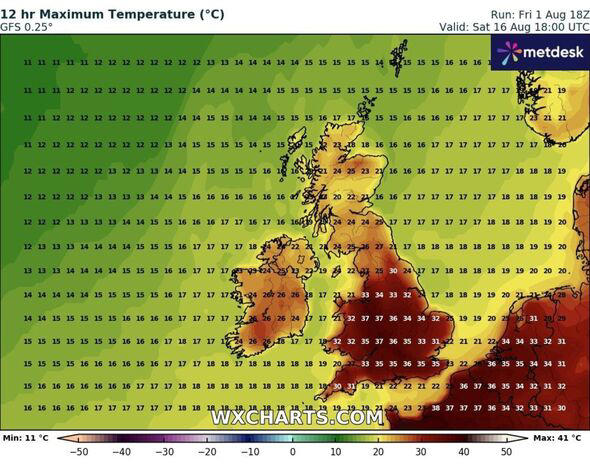 UK weather maps turn volcanic red as 37C heatwave hits Britain