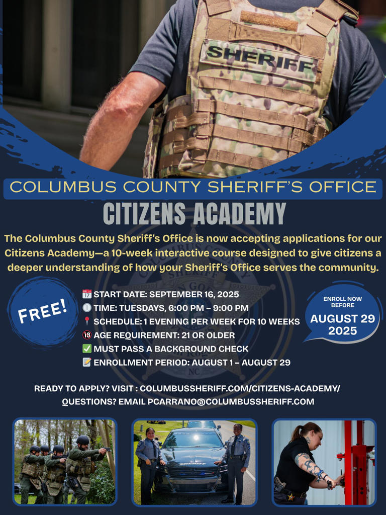 Applications open for the Columbus Co. Sheriff’s Office Citizens Academy